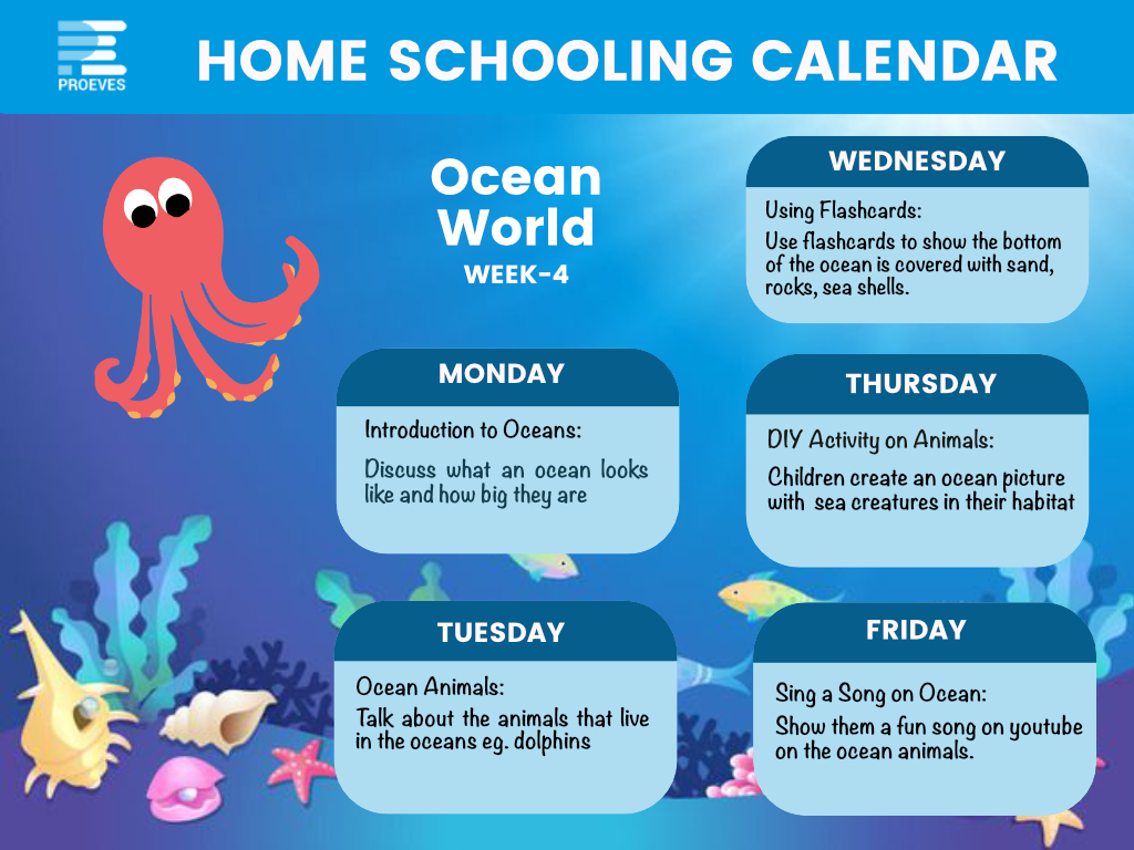 Ocean World ! Week-4 Homeschooling Calendar